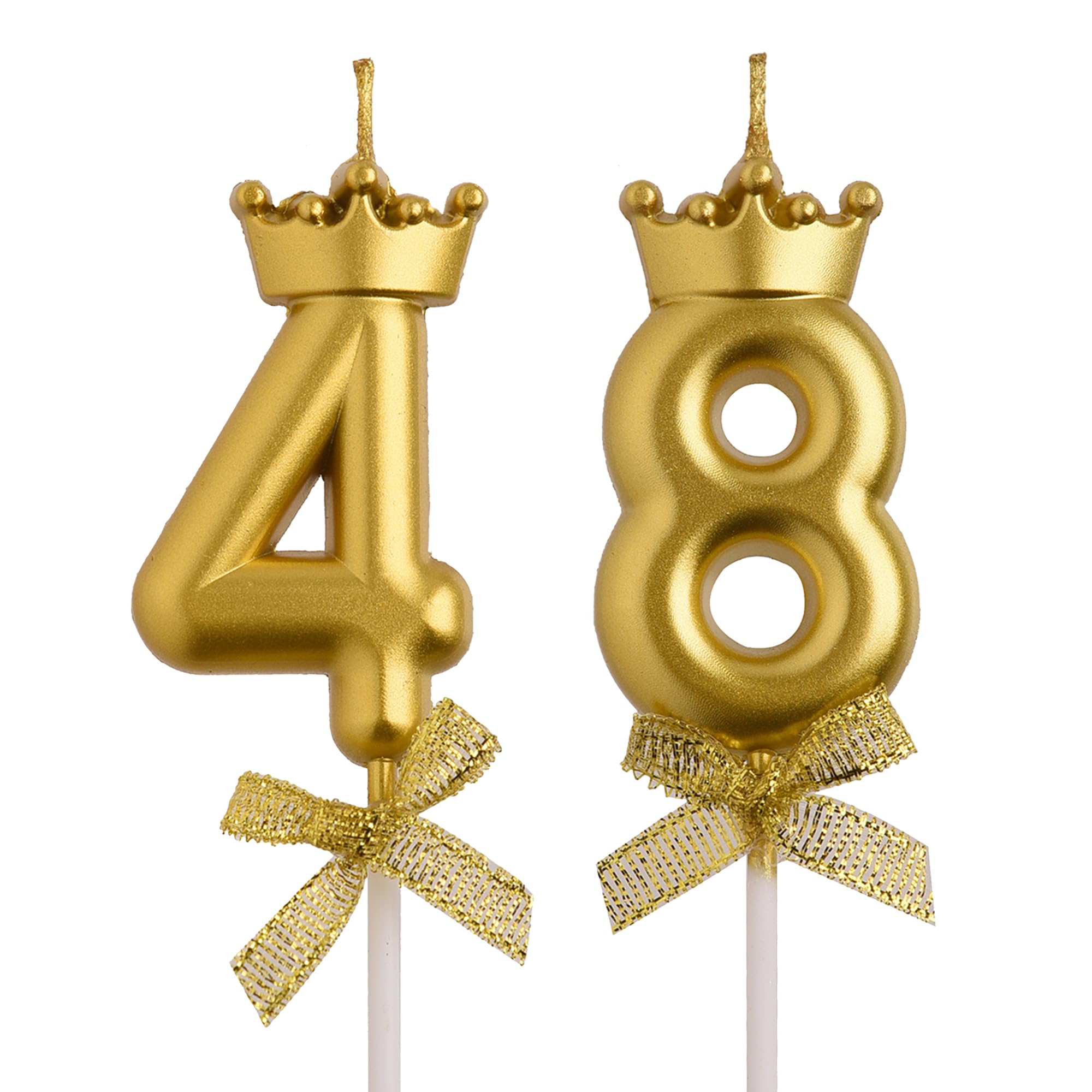 Amazon.com: AOOLADA 48th 84th Birthday Candles, Gold 84 48 Year Old ...
