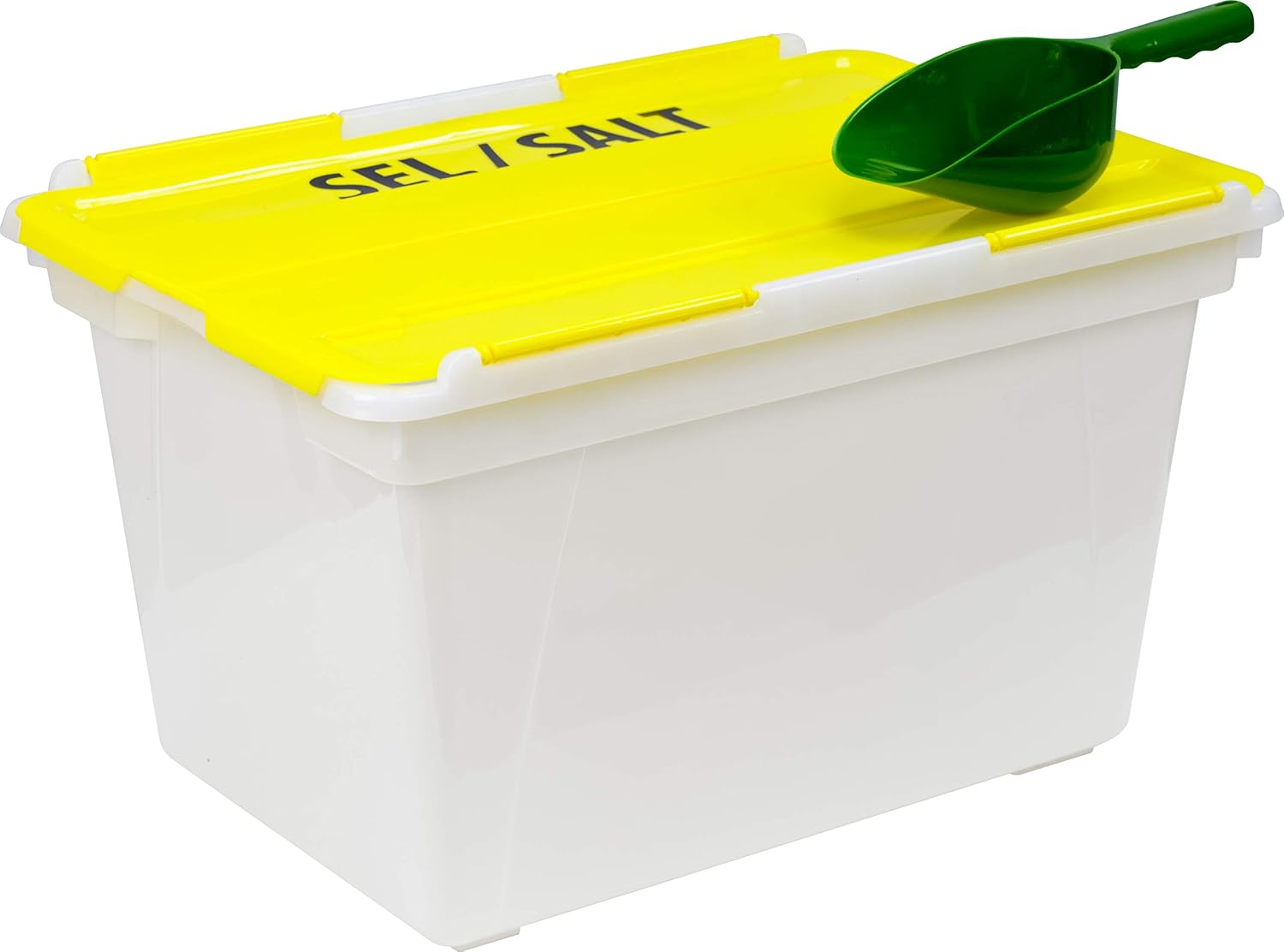 Storex 00904U04C Large Rock Salt Bin with Scoop, 16 Gallon, Yellow, 4 ...
