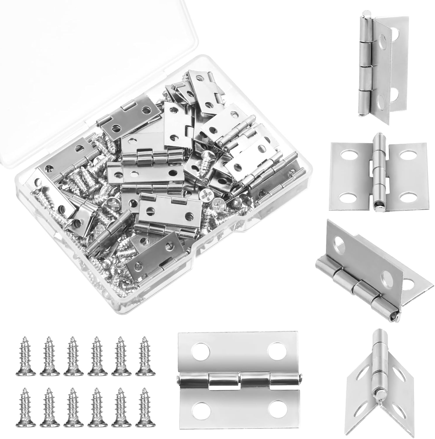 50 Pcs Small Hinges with Screws, Mini Hinges, Small Hinges for Wooden ...