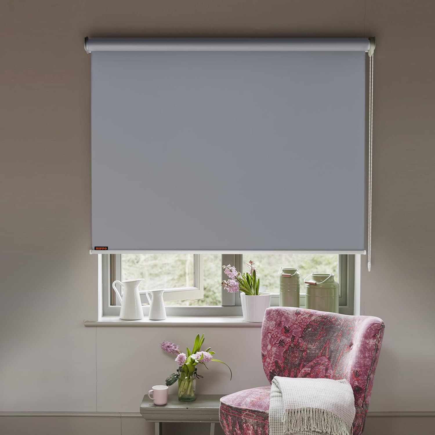 HIPPO 100% Blackout Roller Blinds for Windows UV Protection, Waterproof, Corded Roll Up and Down ...