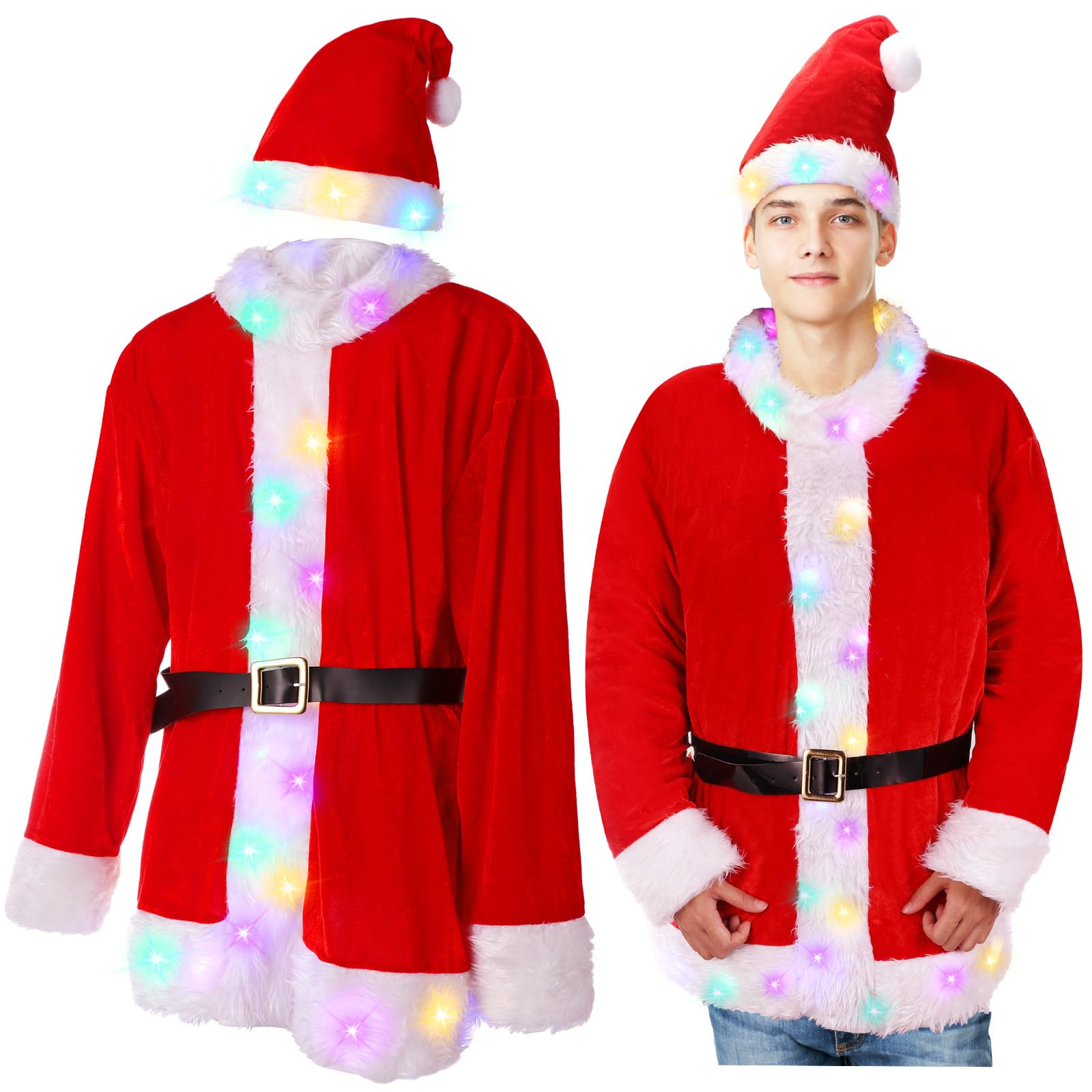 Amazon.com: Toulite Christmas Red Santa Costume for Men Santa Suit ...