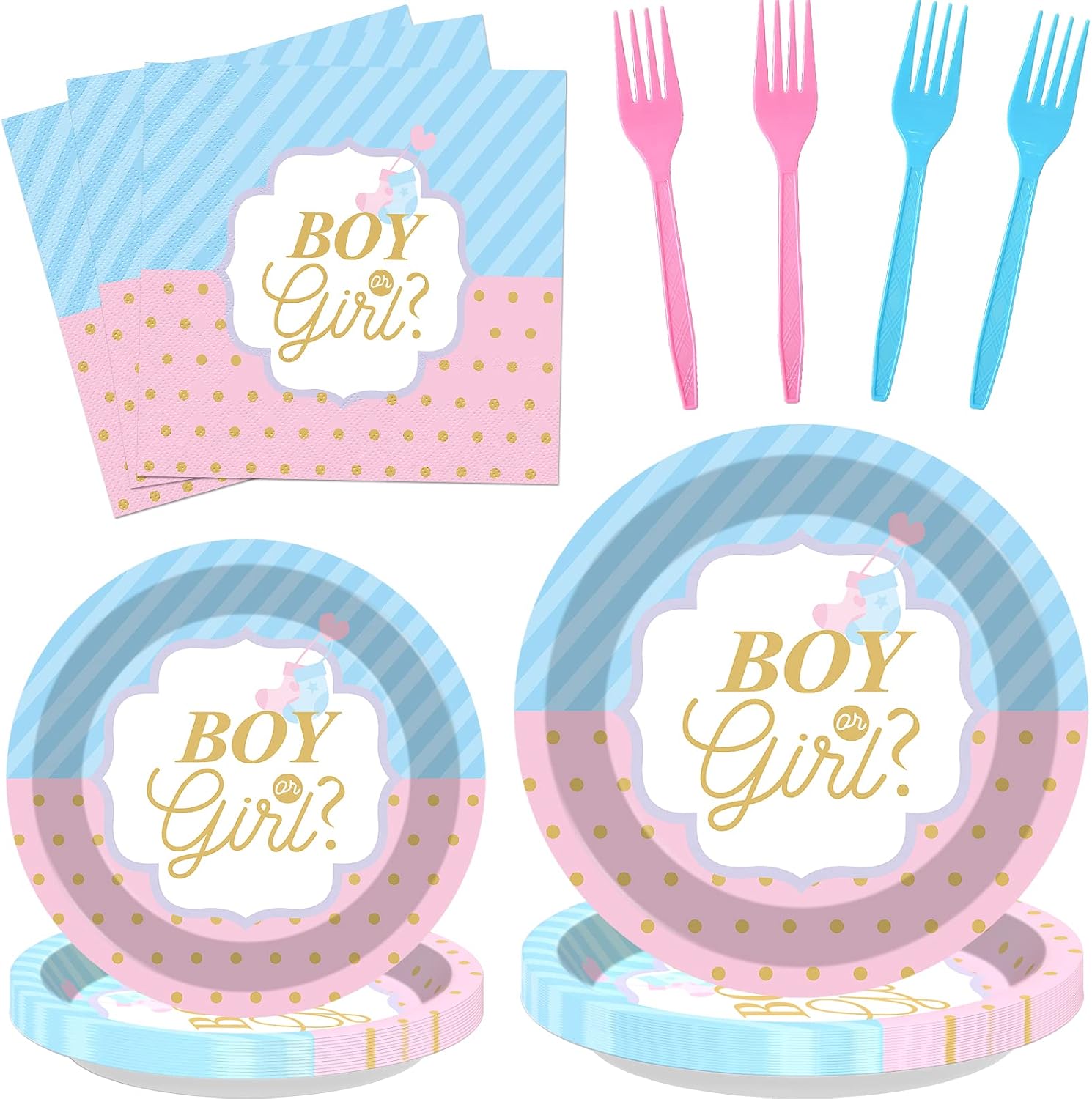 Amazon.com: 96Pcs Gender Reveal Party Supplies, Boys or Girls Birthday ...