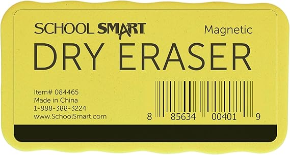 Amazon.com: School Smart Magnetic Whiteboard Dry Eraser, 2 x 4 Inches ...