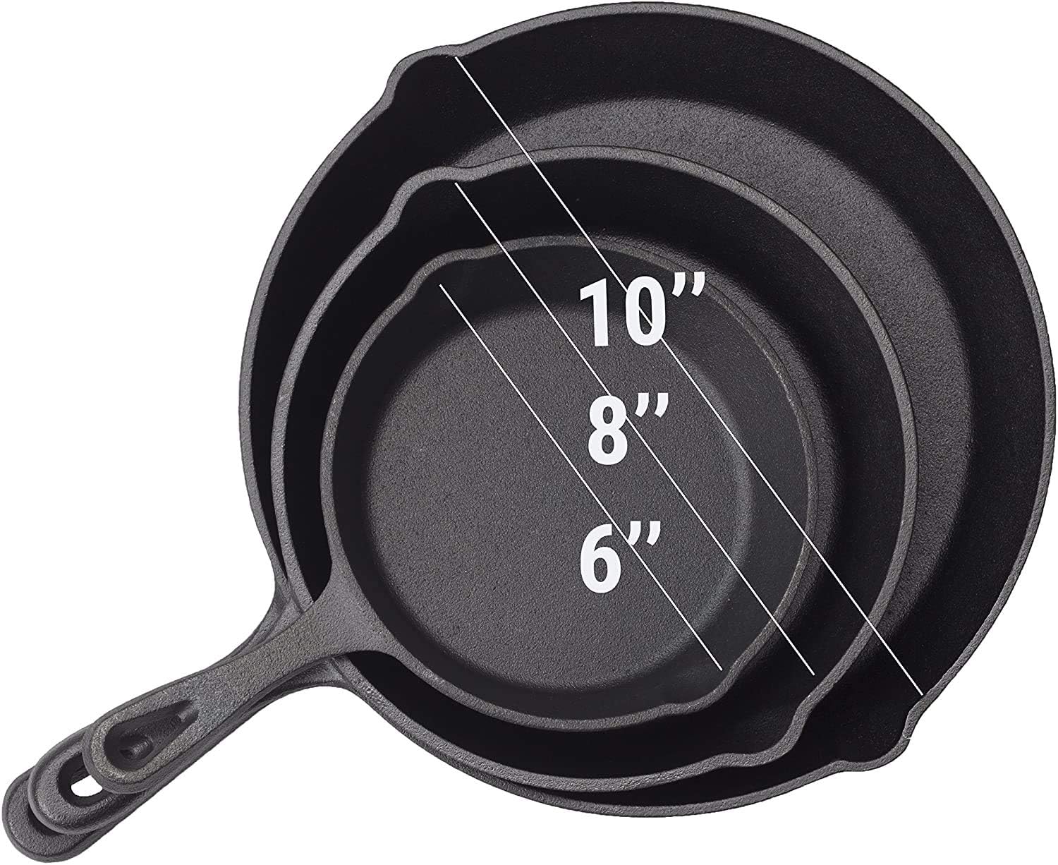 Amazon.com: Cooks 3-pc. Cast Iron Fry Pan Set: Home & Kitchen