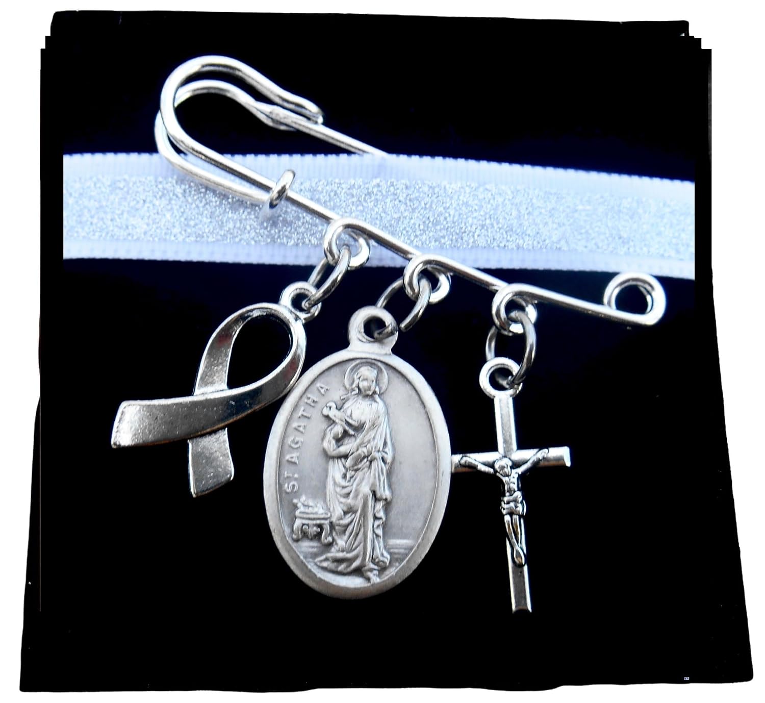 Amazon.com: Saint Agatha, Safety Pin Brooch- Patron Saint of those ...