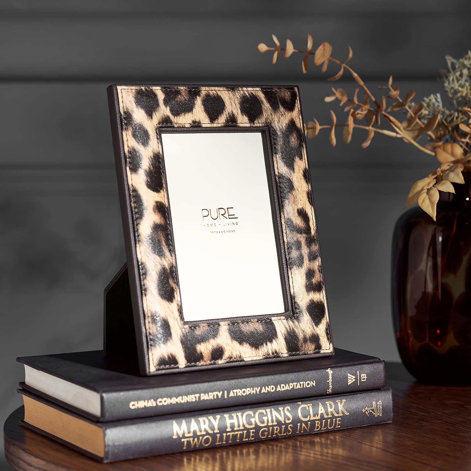 Pure Home and Living Leopard Print Faux Leather Photo Frame (4x6 Inch ...