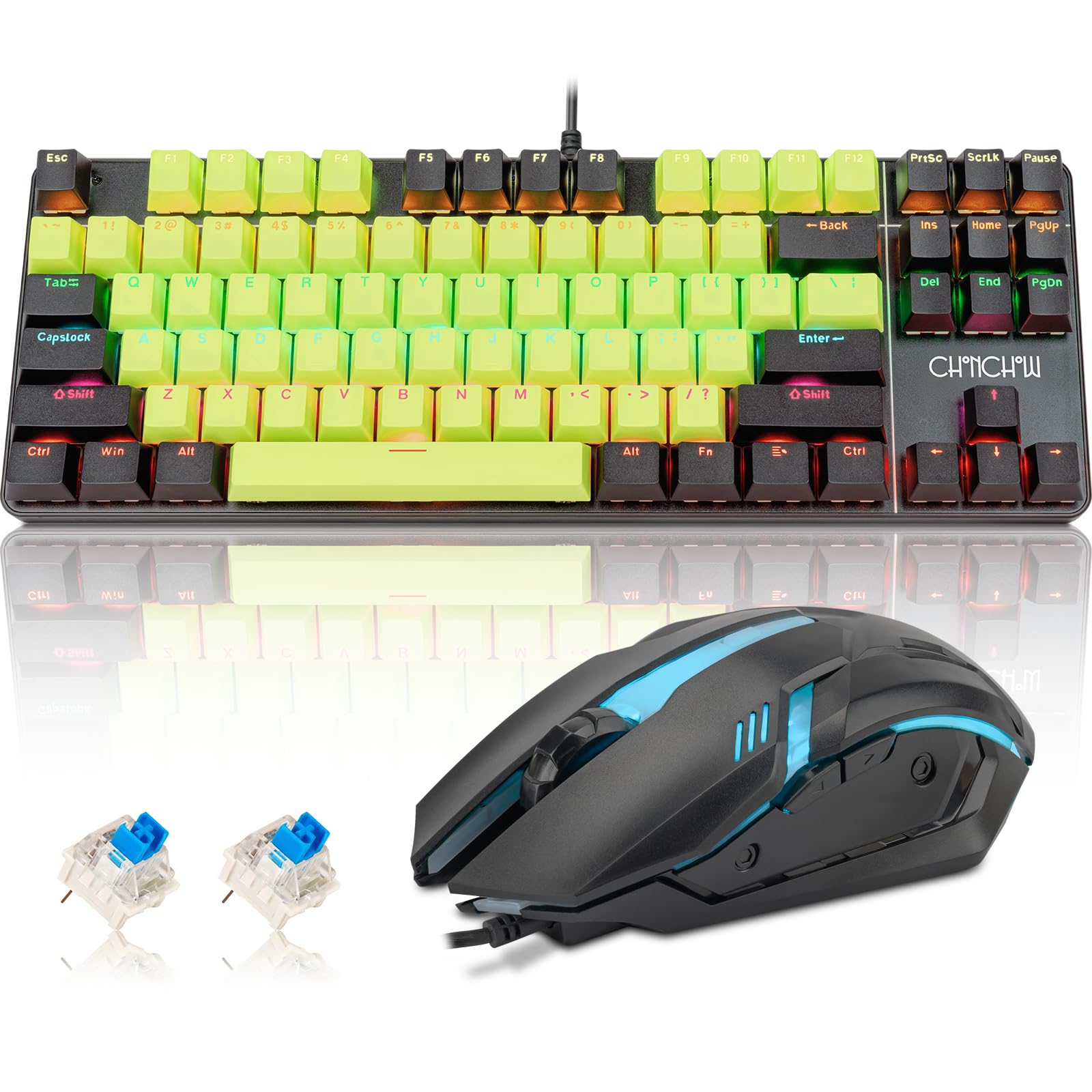 Amazon.com: 75% Mechanical Gaming Keyboard and Mouse Combo, LED Backlit ...