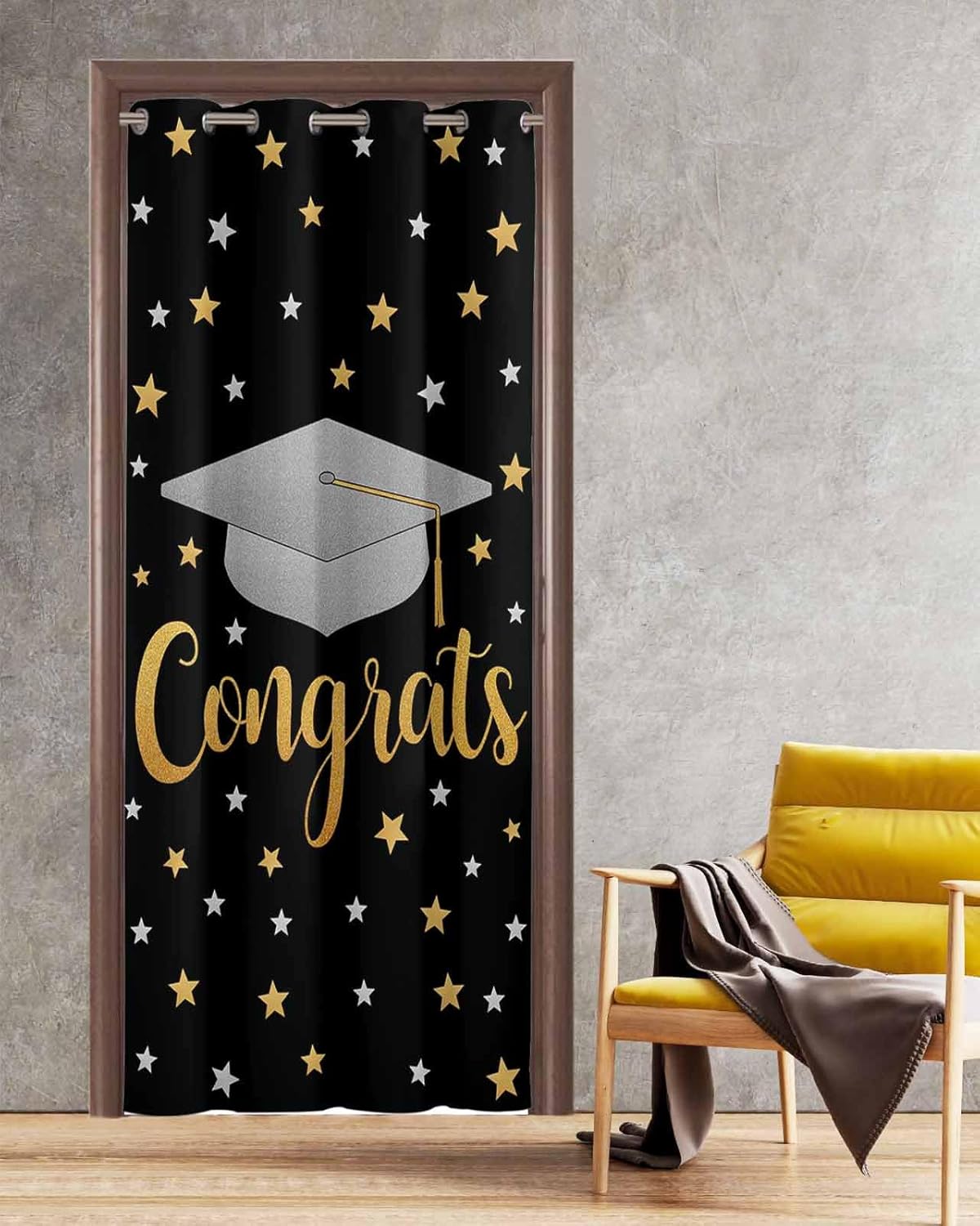 Amazon.com: Graduation Hat Door Curtain for Doorway Blackout Privacy ...