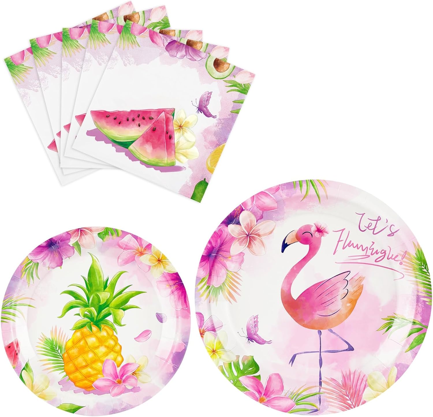 Amazon.com: WERNNSAI Flamingo Birthday Decorations - 48PCS Flamingo ...