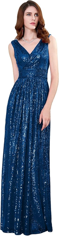 Kate Kasin Women Sequin Bridesmaid Dress Sleeveless Maxi Evening Prom ...