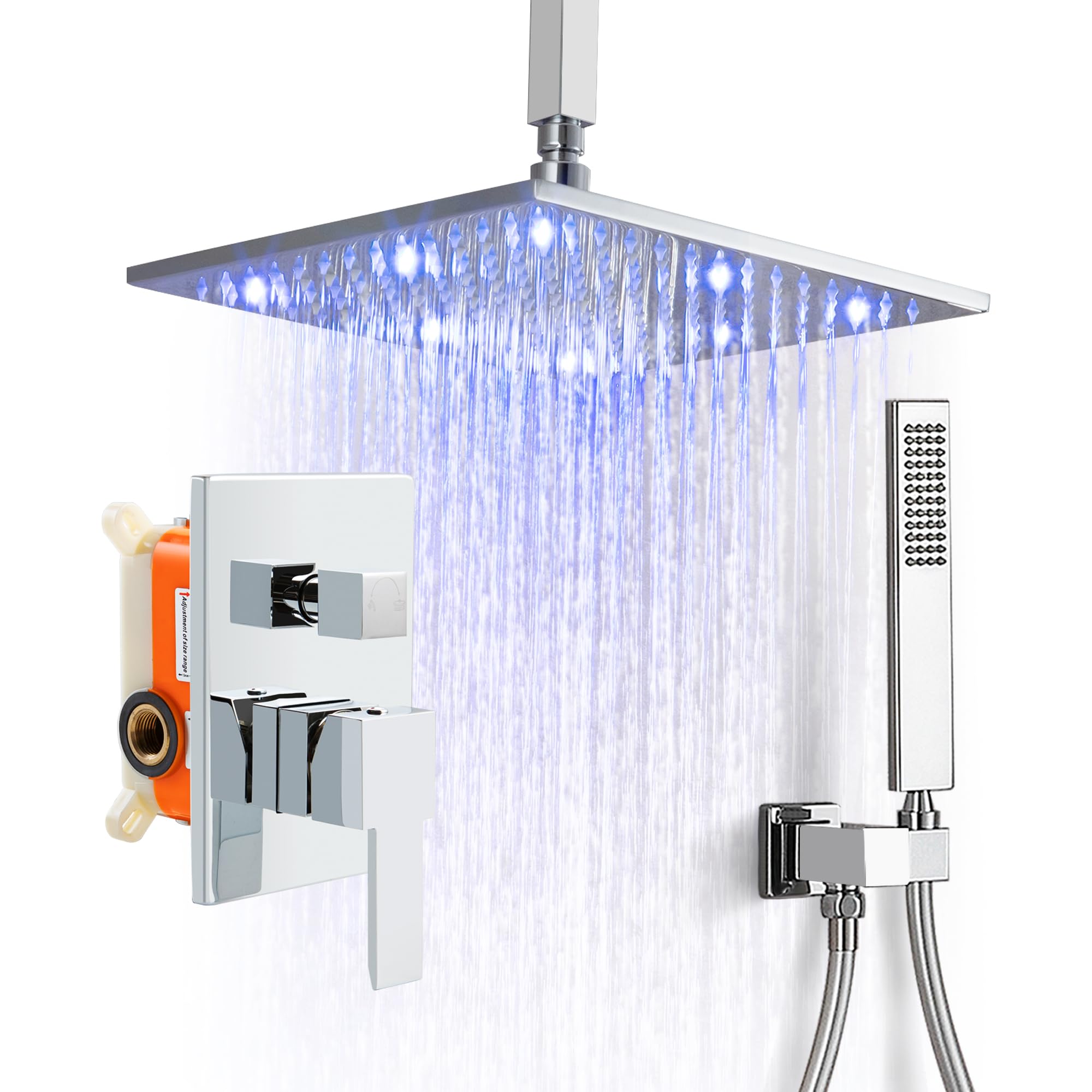 2017 Overhead Led Rainfall Shower Head 12 Inch Bathroom Delta