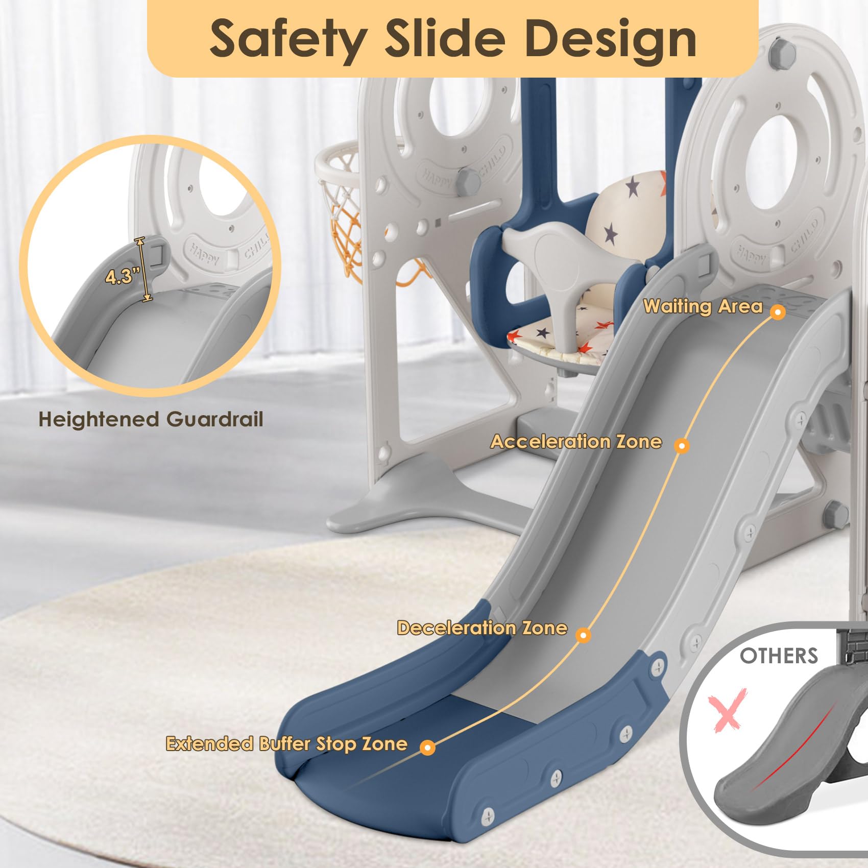 Snapklik.com : BIERUM 5 In 1 Toddler Slide And Swing Set, Kid Slide For ...
