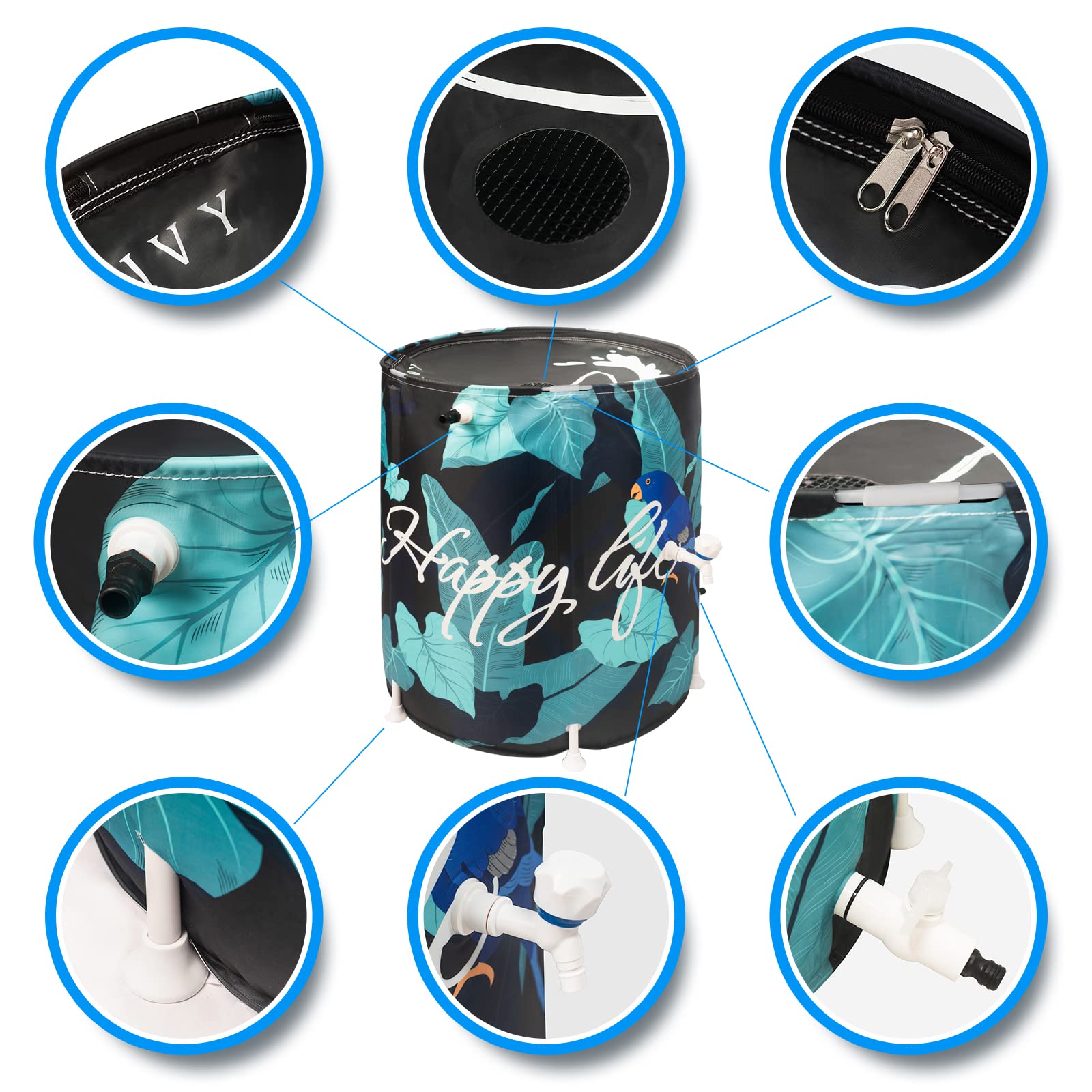 Snapklik.com : KMJETNIVY Rain Barrel Upgrade 50G Anti-Collapse Collapsible Rainwater Collection ...