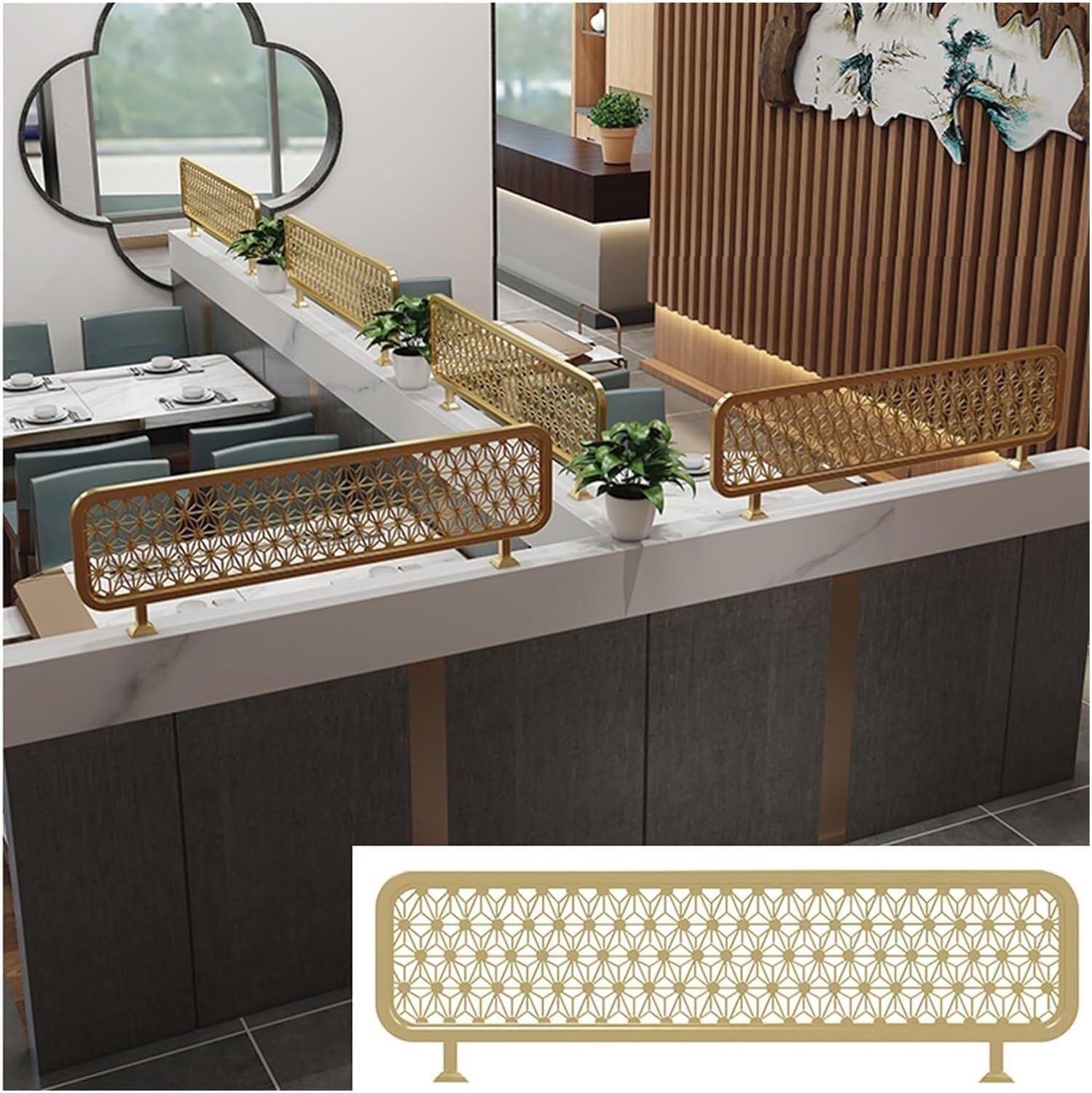 Dividers for Dining Areas Gold Countertop Screen Partition for Office ...