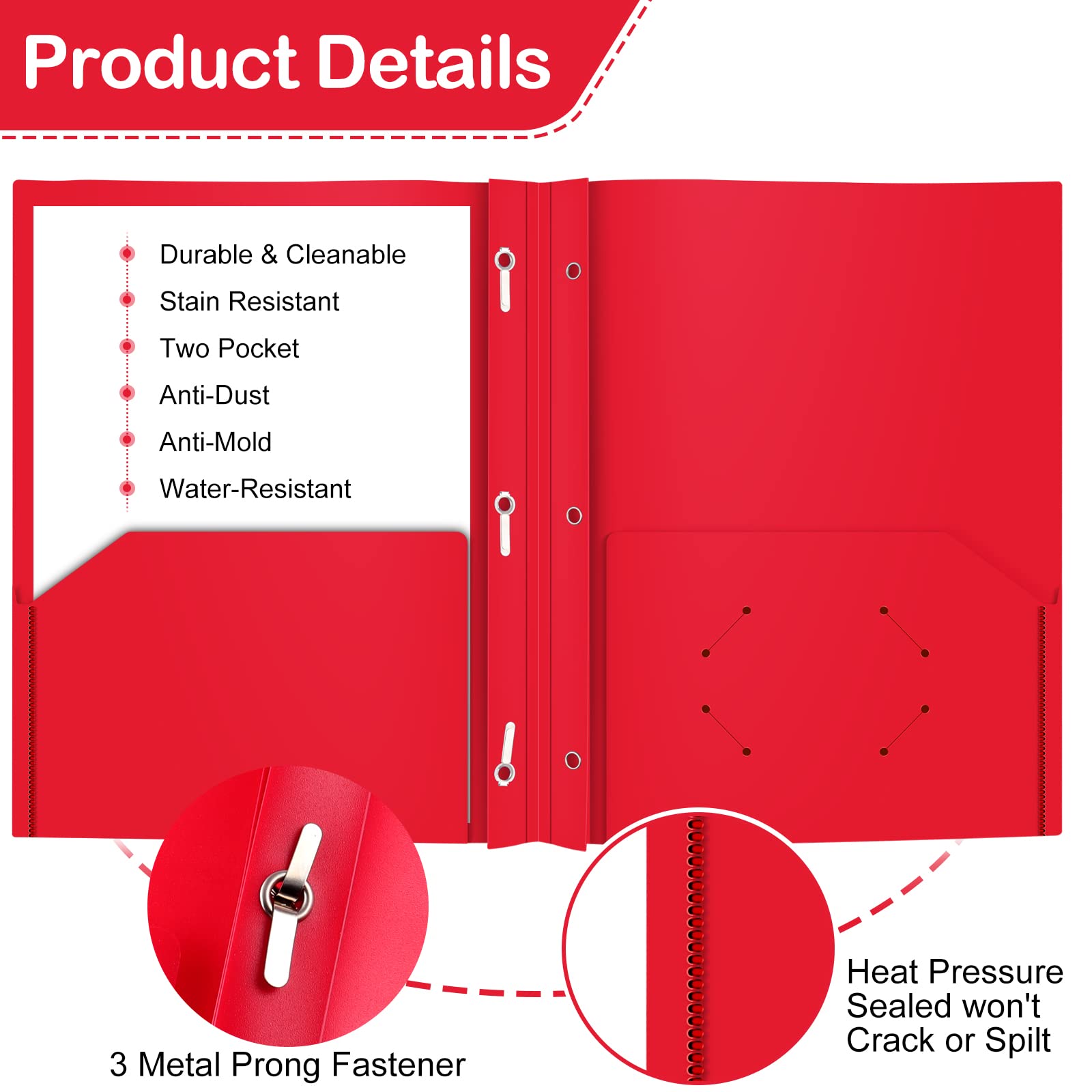 Snapklik.com : Heavy Duty Plastic Folder 12-Pack, 2 Pocket Letter Size ...