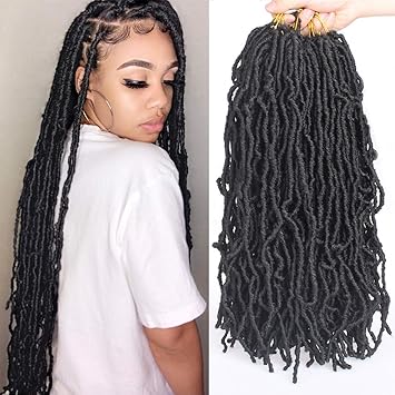 Amazon.com : 18 Inch New Faux Locs Crochet Braids Hair 2Packs/Lot Black ...