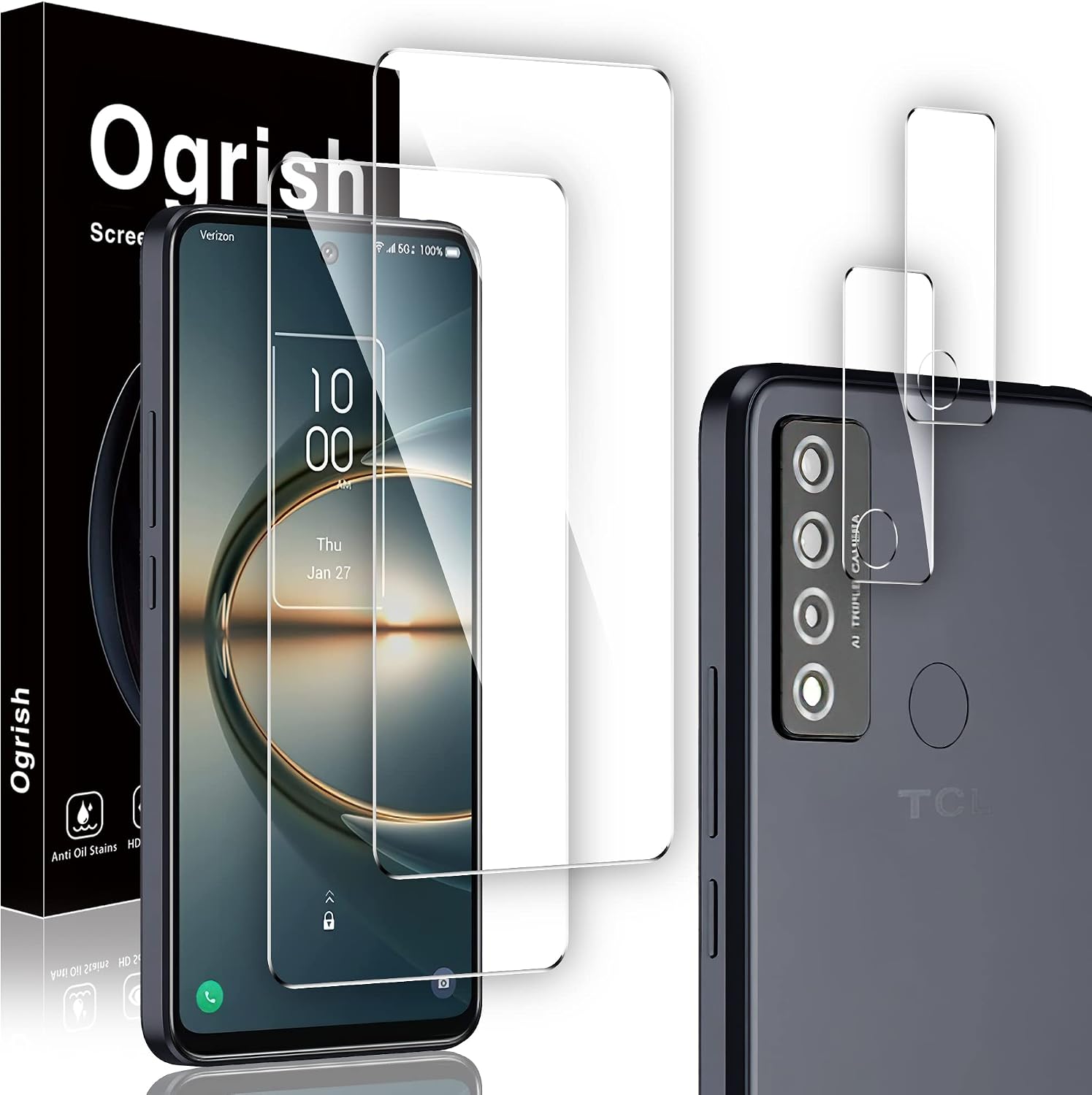 Amazon | Ogrish (オグリッシュ) 強化ガラススクリーンプロテクター [2+2枚パック] TCL 30V 5G / 30V 5G ...