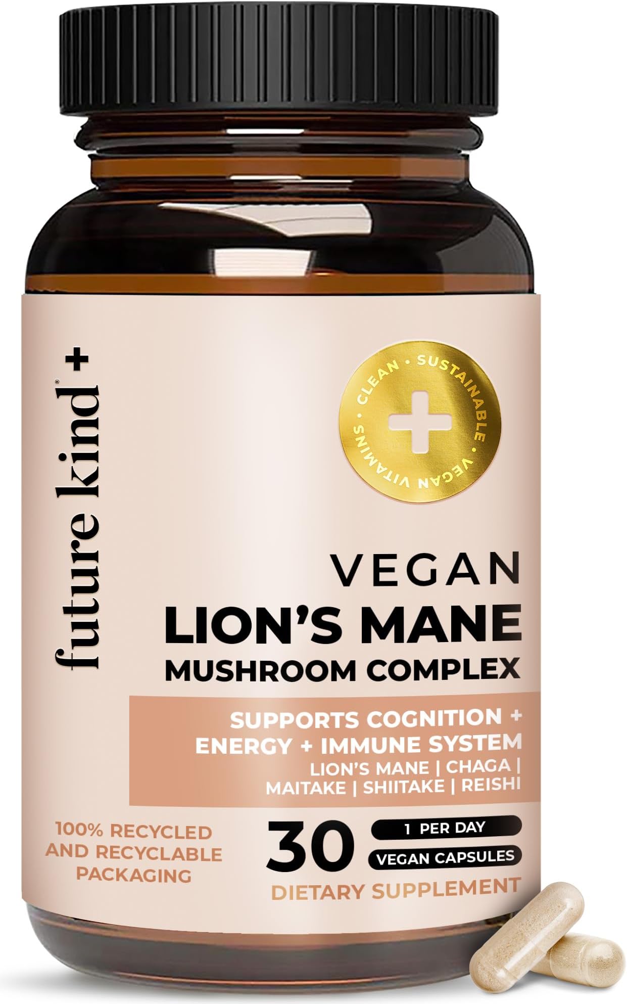 Amazon.com: Future Kind Vegan Lion's Mane Mushroom Complex Brain ...