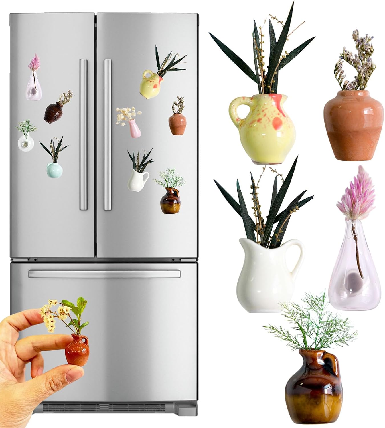 Amazon.com: Mini Ceramic Vase Magnets, Mini Vase Magnets for Fridge, 3D ...