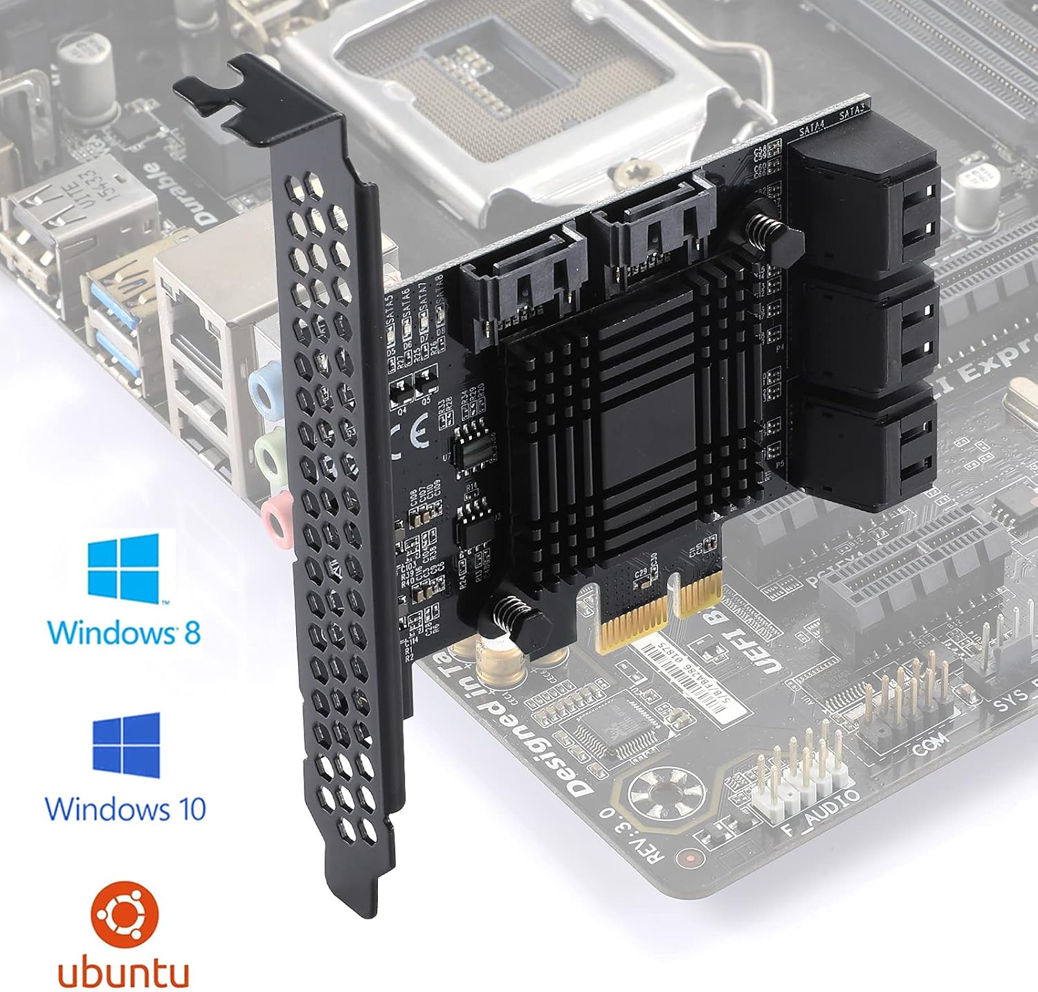 MZHOU PCIe SATA Card 8 Port – 6Gbps SATA 3.0 PCIe Card Support 8 SATA ...