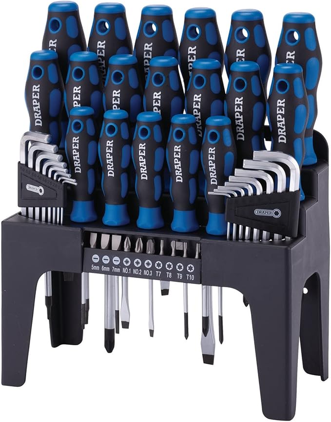 Draper 44 Piece Screwdriver Hex key & Bit Set with Stand - 81294 - Soft ...