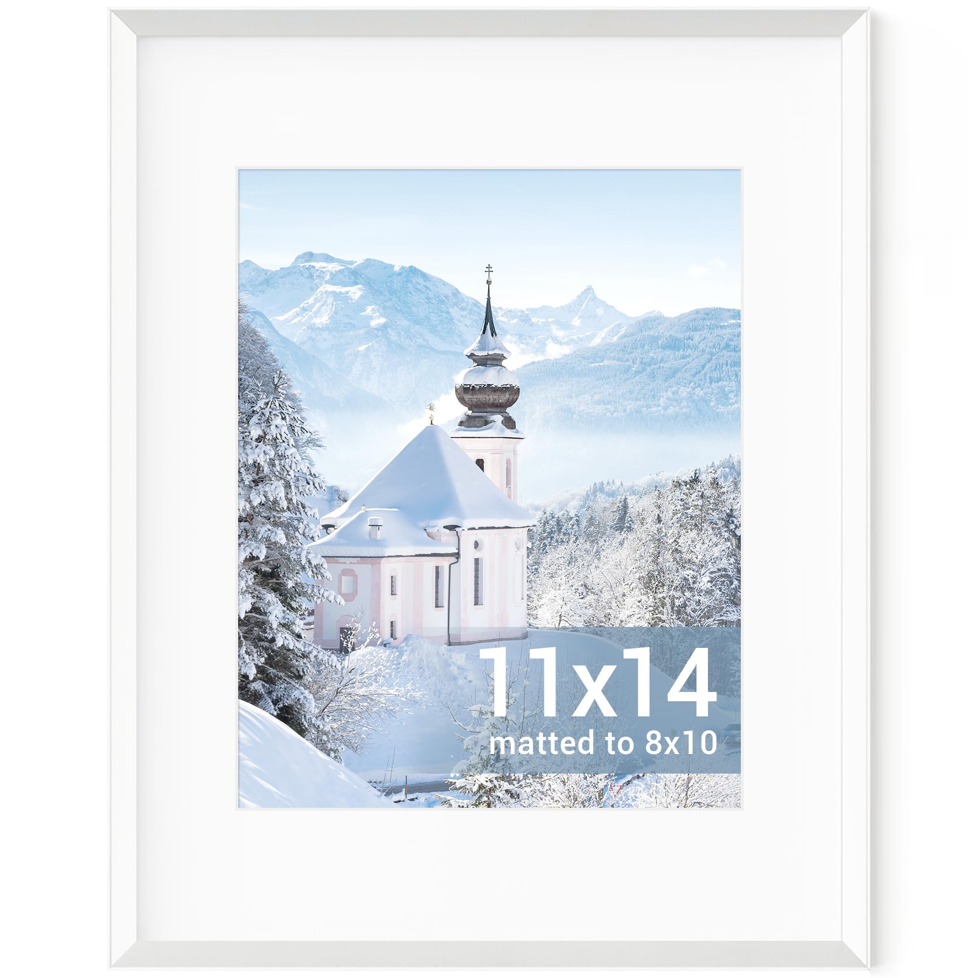 White 11x14 Picture Frame, 11 x 14 Aluminum Photo Frame with Tempered ...