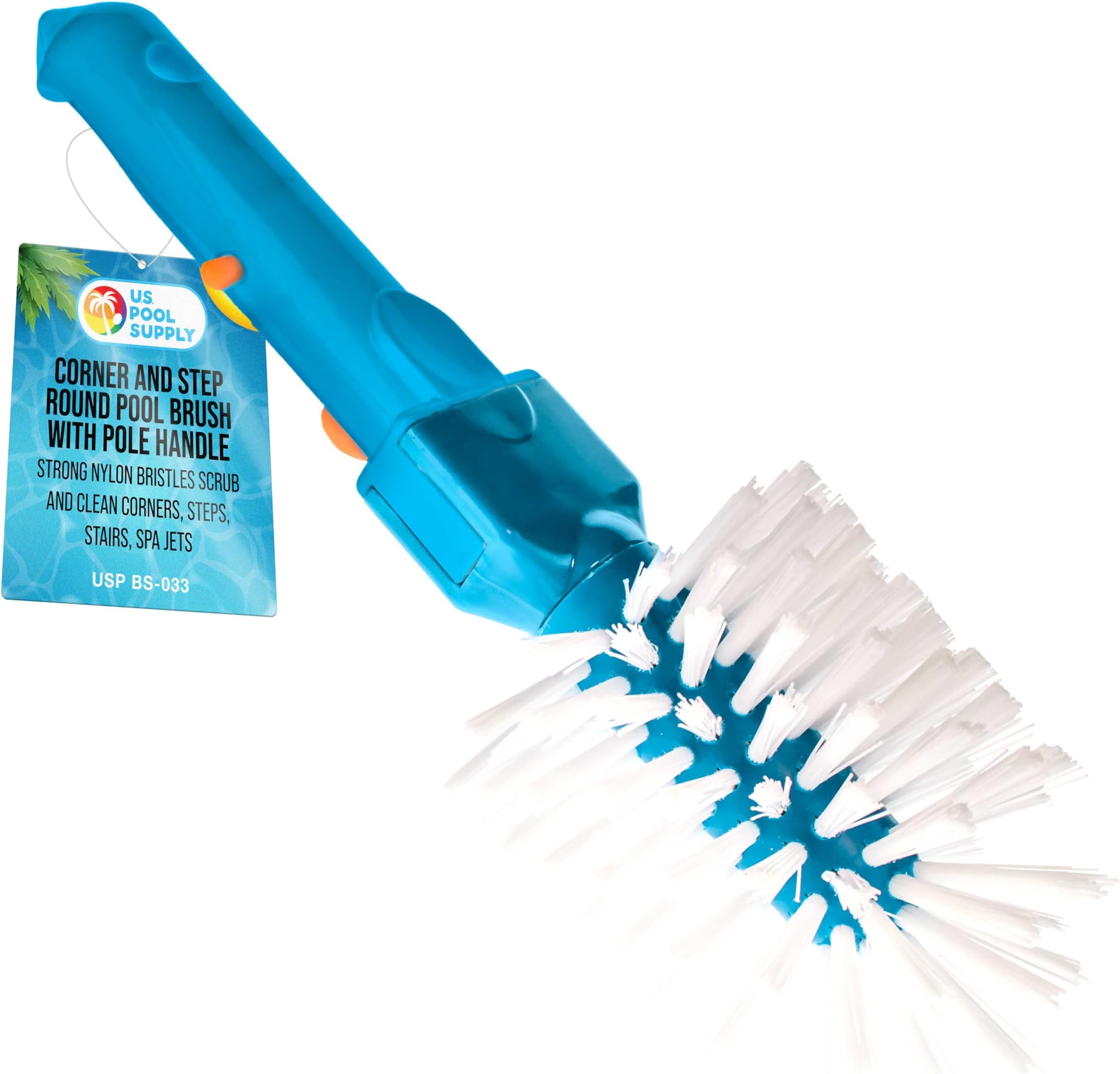 Amazon.com: U.S. Pool Supply Pool Round Corner and Step Brush with Pole ...