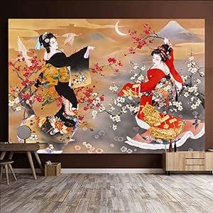 Amazon.com: Japanese Geisha Mural Wallpaper, Japanese Ukiyo-e Indoor ...