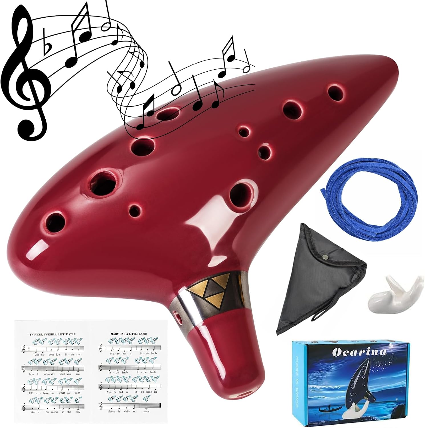 Amazon.com: Mulucky 12-Hole Natural Clay Ocarina with Accessories ...