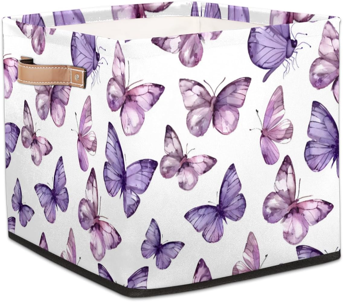 Amazon.com: Tablerazzi Butterfly Purple Cube Storage Bin, 13 Inch ...