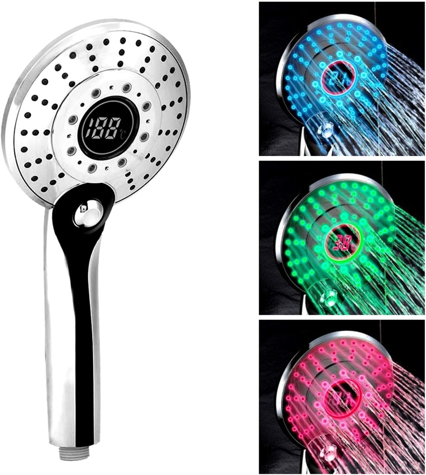 Pommeau de Douche LED, Douchette de Douche LED 3 Couleurs Contrôle de ...