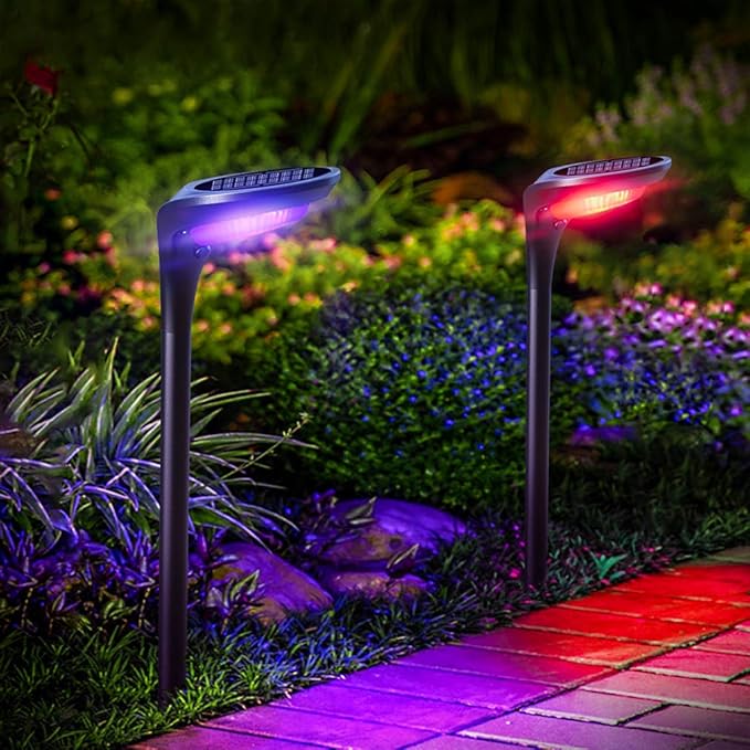 OSORD Color Solar Pathway Lights, 4-Pack Color Changing Solar Lights ...