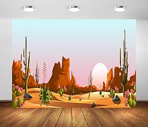 Amazon.com : BELECO 5x3ft Fabric Cartoon Desert Backdrop Wildwest ...