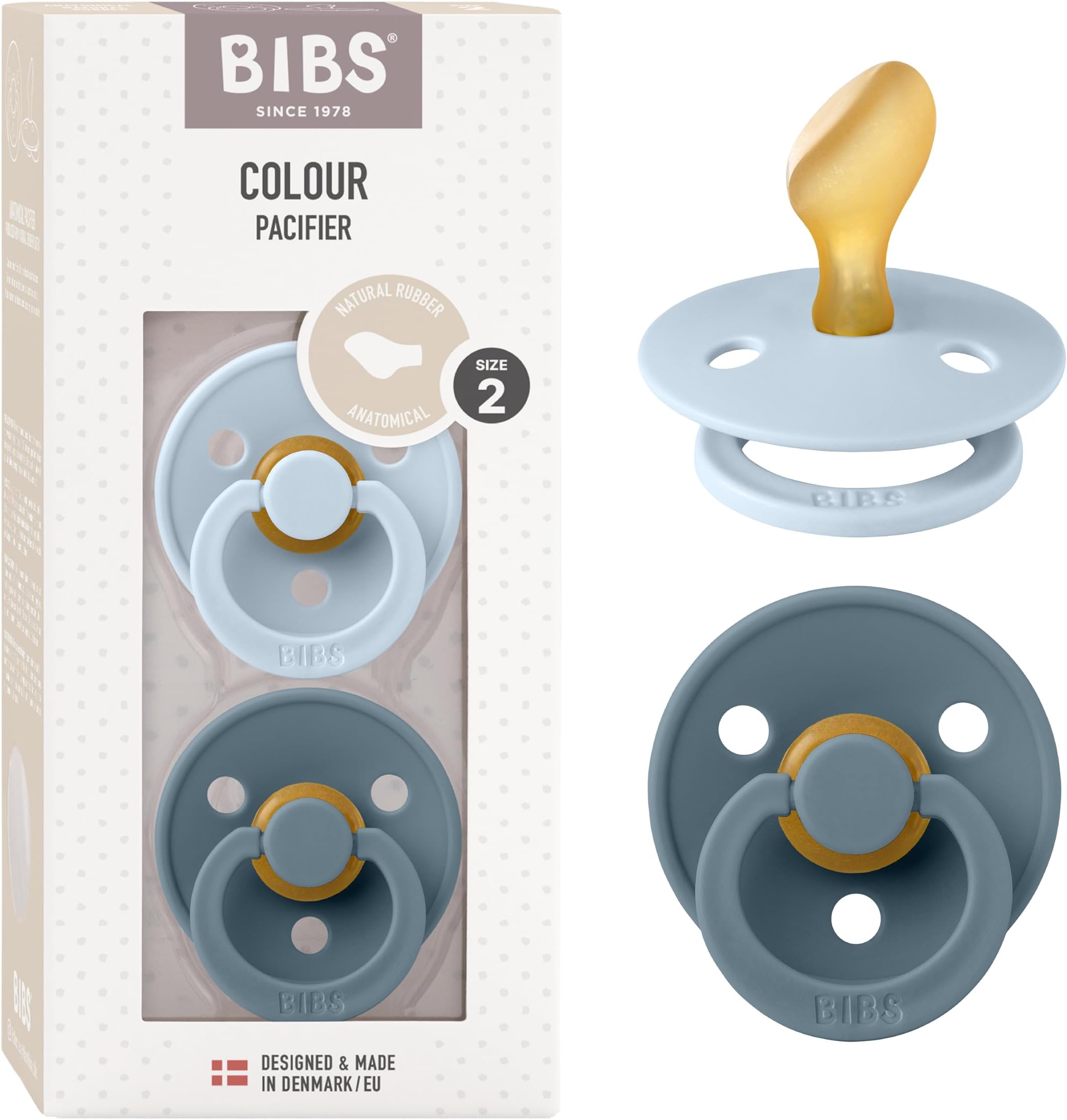 Amazon.com : BIBS Pacifiers - Set of 2 | Colour Pacifier with ...