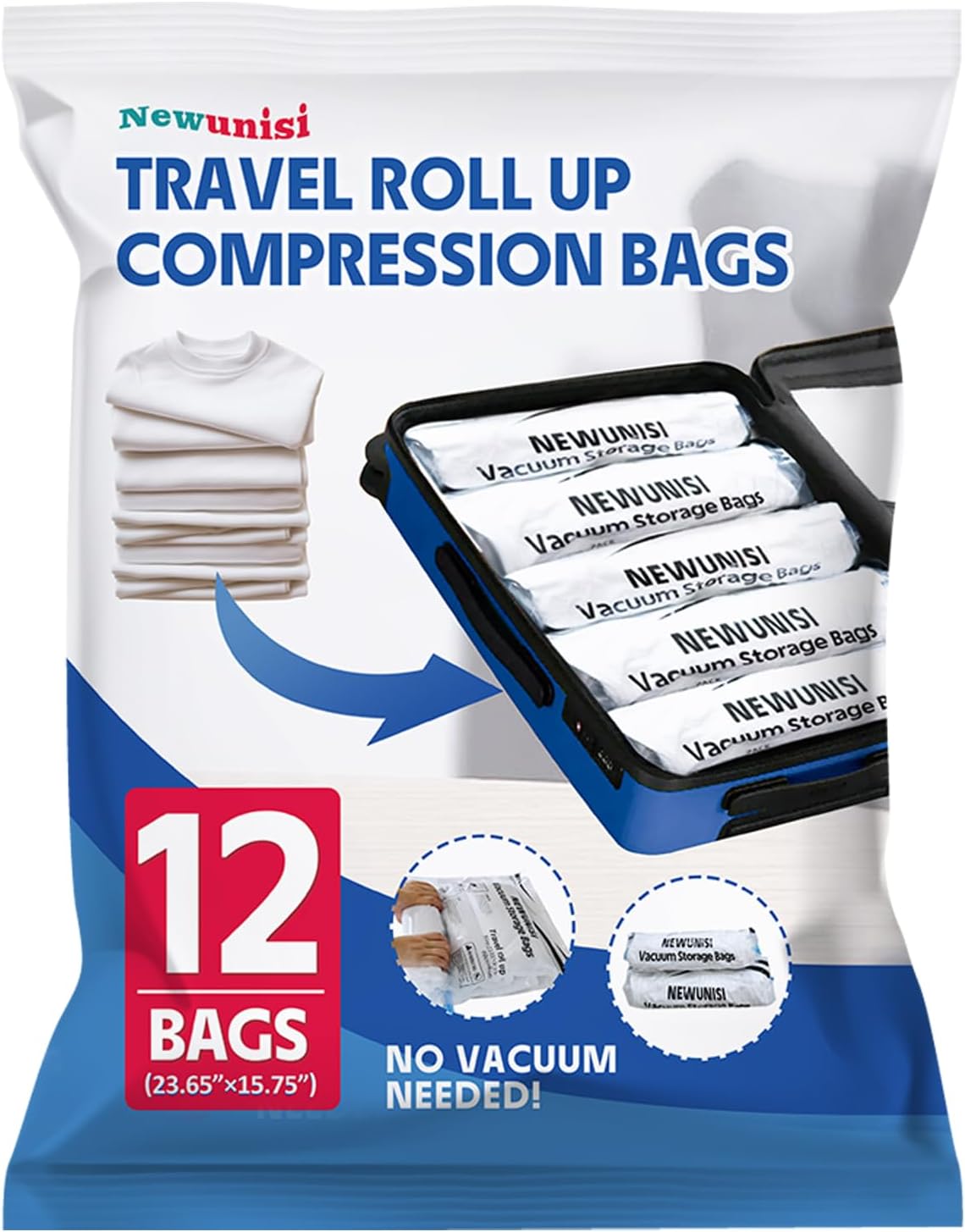 Amazon.com: AOZUO Travel Compression Bags, Roll-Up Space Saver Bags ...