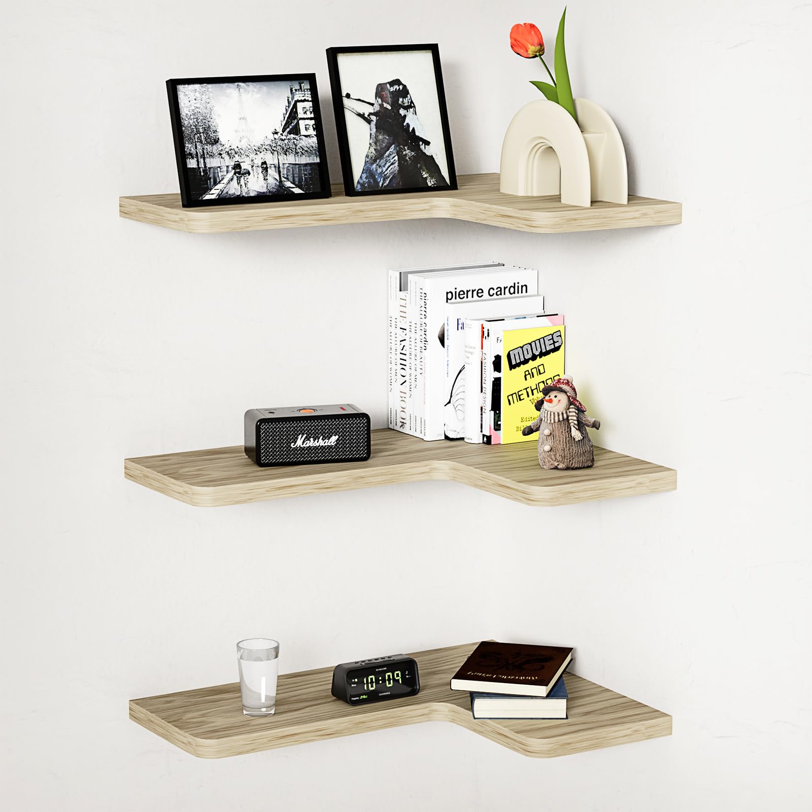 Fixwal Corner Floating Shelves, Invisible Bracket Shelves Set of 3 ...