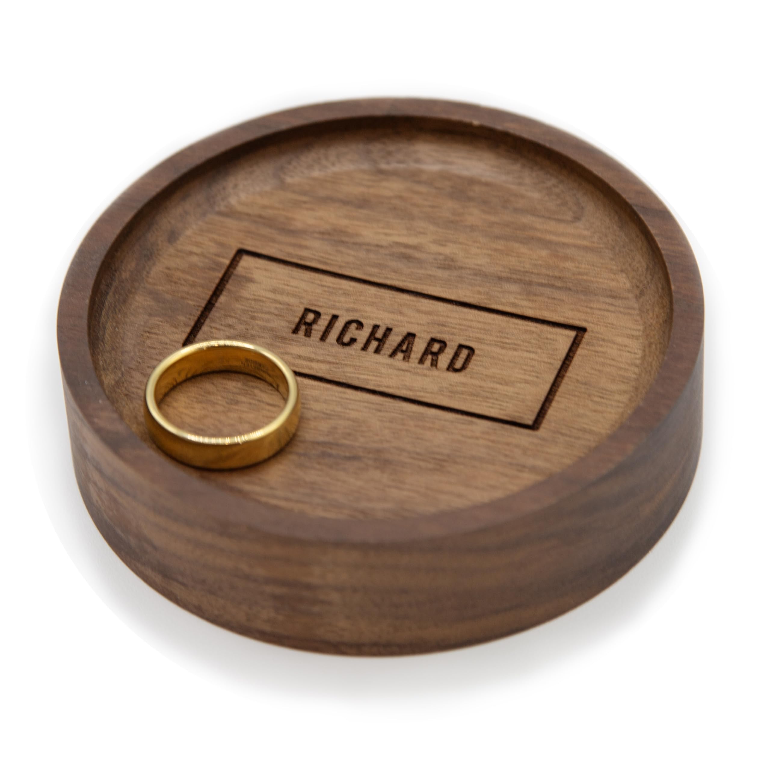 Amazon.com: MUUJEE Personalized Walnut Wood Round Ring Tray Entryway ...