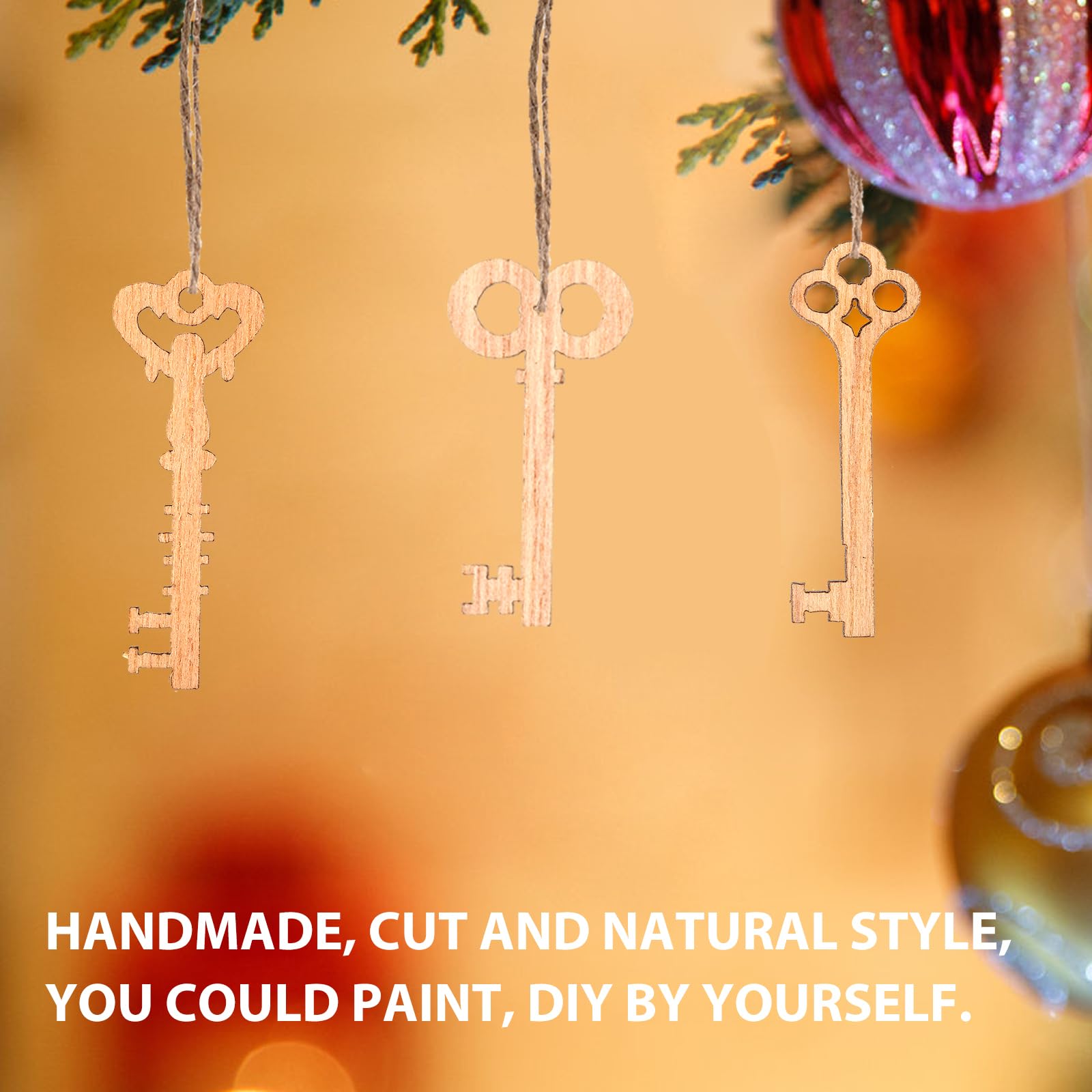 Snapklik.com : 50pcs Blank Wooden Vintage Keys Embellishment Keys Cards ...