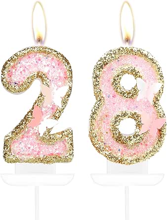 Amazon.com: iNINGER Birthday Candle,Butterfly 28th Birthday Party ...