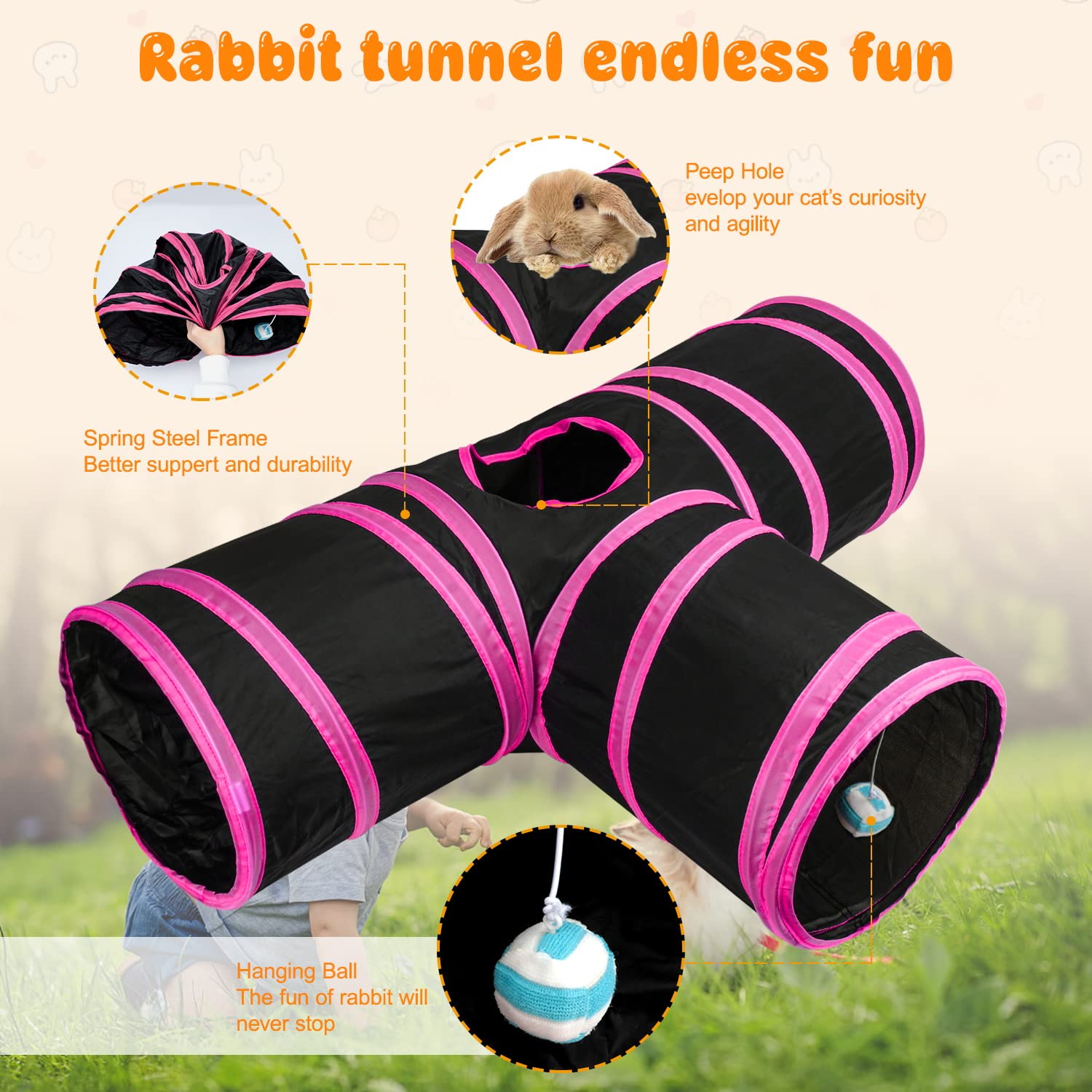 Snapklik.com : Bunny Tunnels & Tubes Collapsible 3 Way Bunny Hideout ...