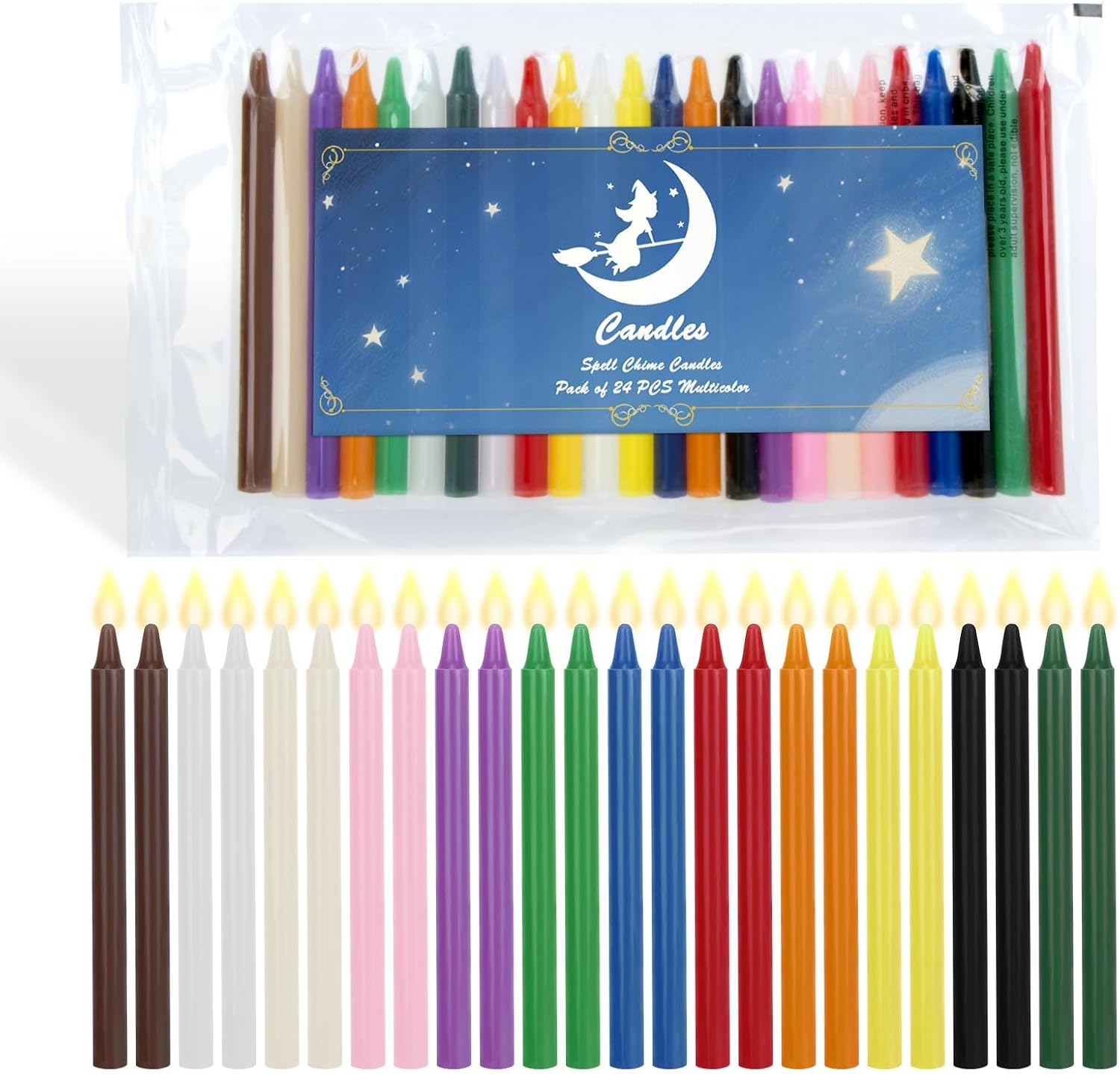 Amazon.com: RAINFLOW 24PCS Taper Candles Sticks - Spell Candles Cotton ...