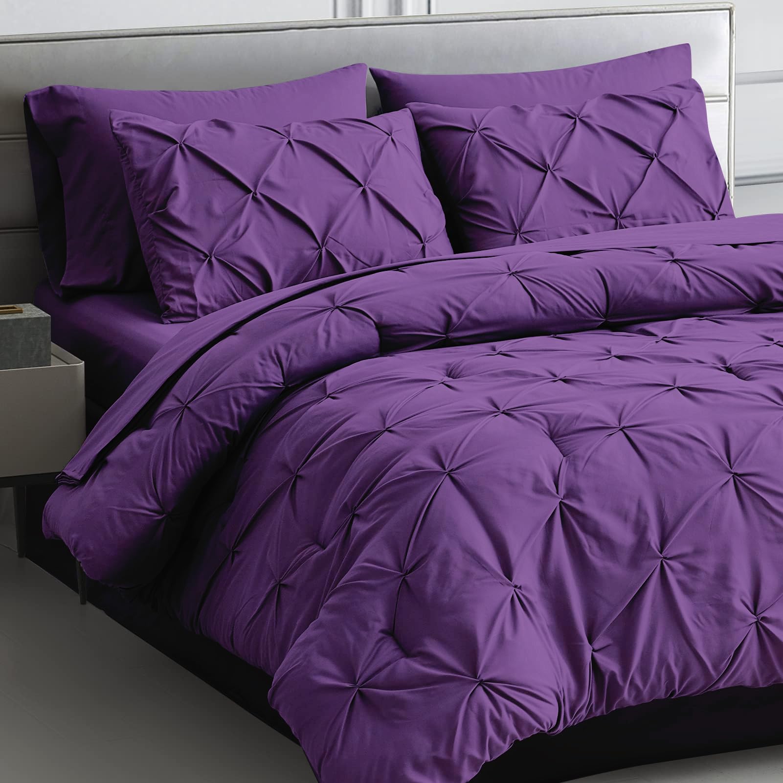 Amazon.com: Maple&Stone Queen Comforter Set, 7 Pieces Bed in a Bag ...