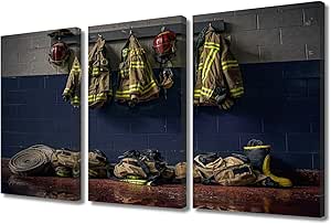 Amazon.com: Firefighter Poster Print on Canvas Firefighter's Clothes ...