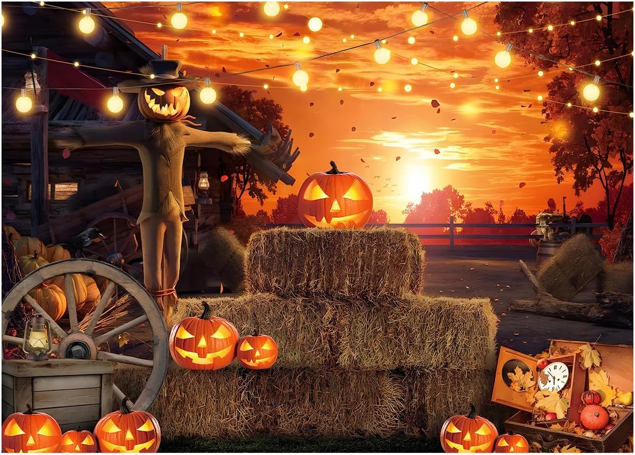 Amazon.com : WOLADA Halloween Photo Backdrop Halloween Fall Themed ...