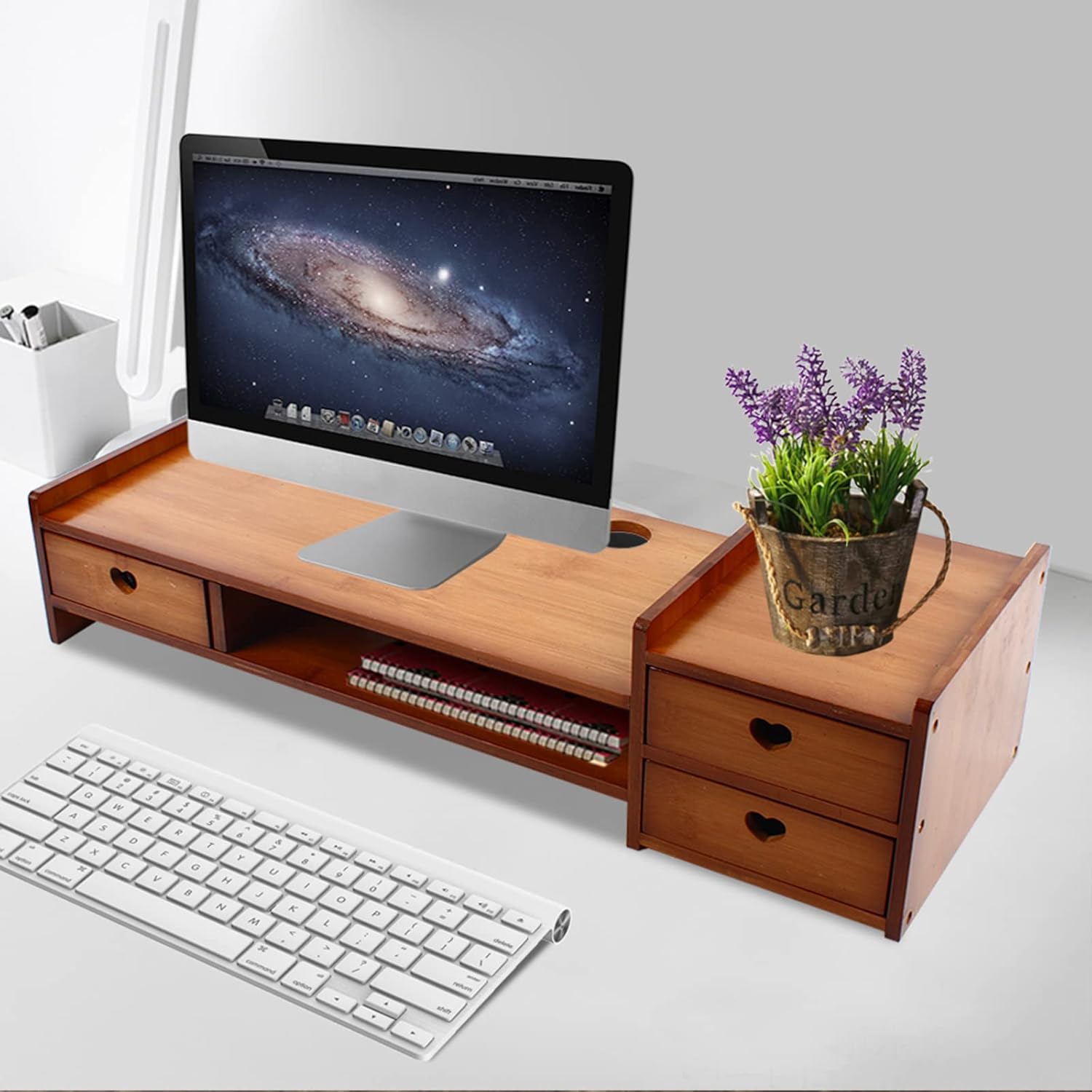 Bamboo Monitor Stand Riser with 3 Storage Drawer 2 Philippines | Ubuy