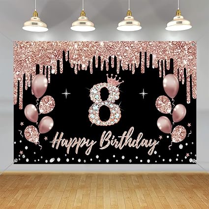 8th Birthday Decorations for Girl, Happy 8 Years Old Fabric Sign Poster ...