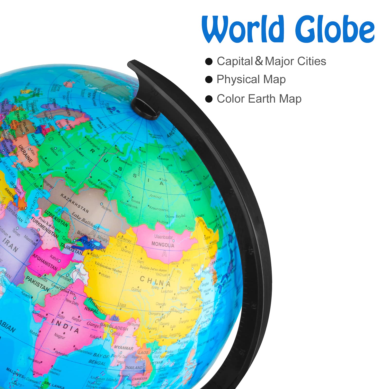 Wizdar 10'' World Globe for Kids Learning, DIY Assemble Educational ...