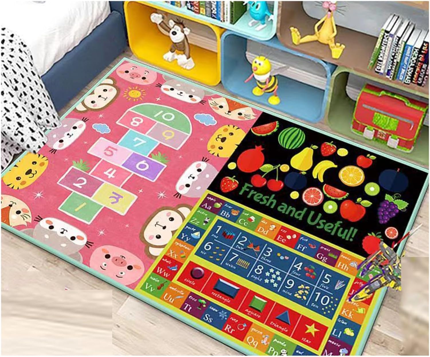 Amazon.com: Play Rug Learning Carpet with ABC Alphabet Numbers Shapes ...
