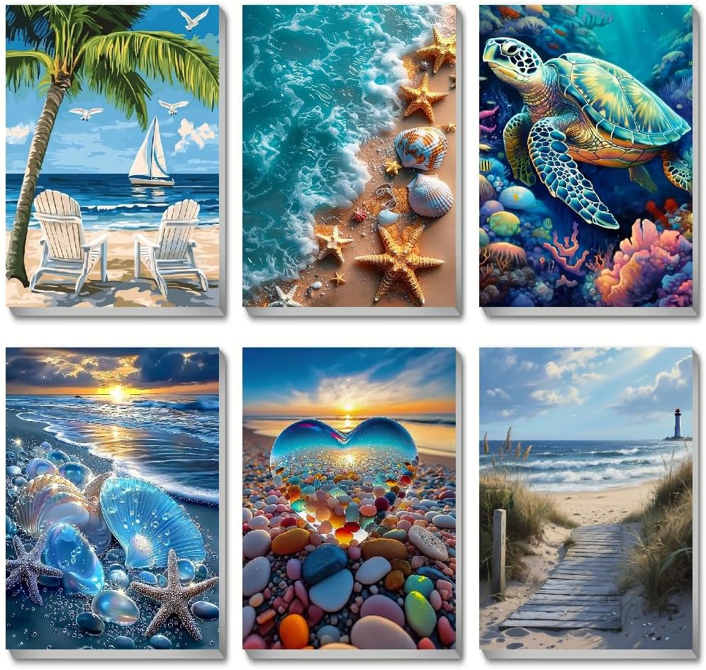 Amazon.com: 6 Pack Paint by Numbers Kits with Framed for Adults ...