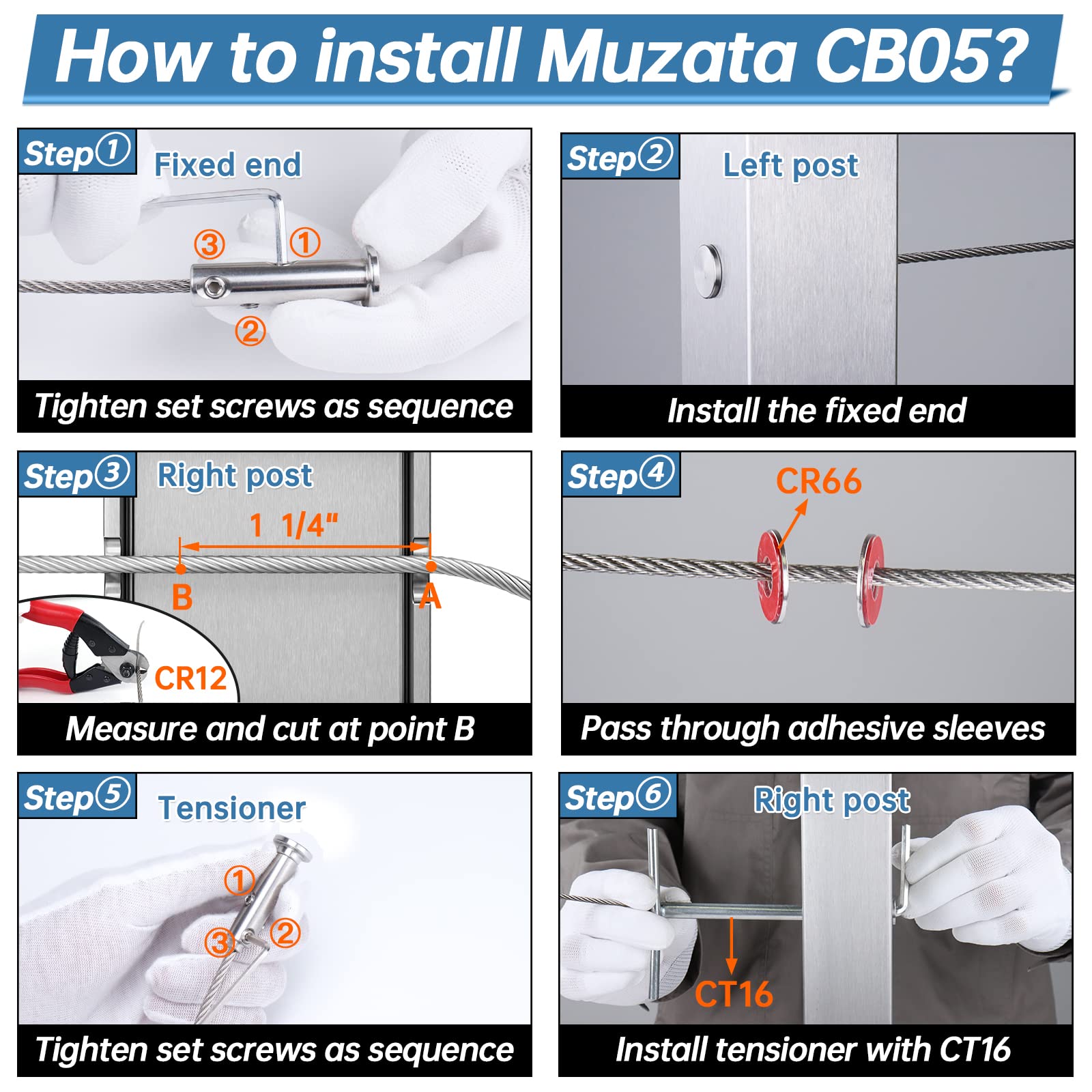 Snapklik.com : Patent 20 Pairs 1/8" Swageless Invisible Cable Railing ...